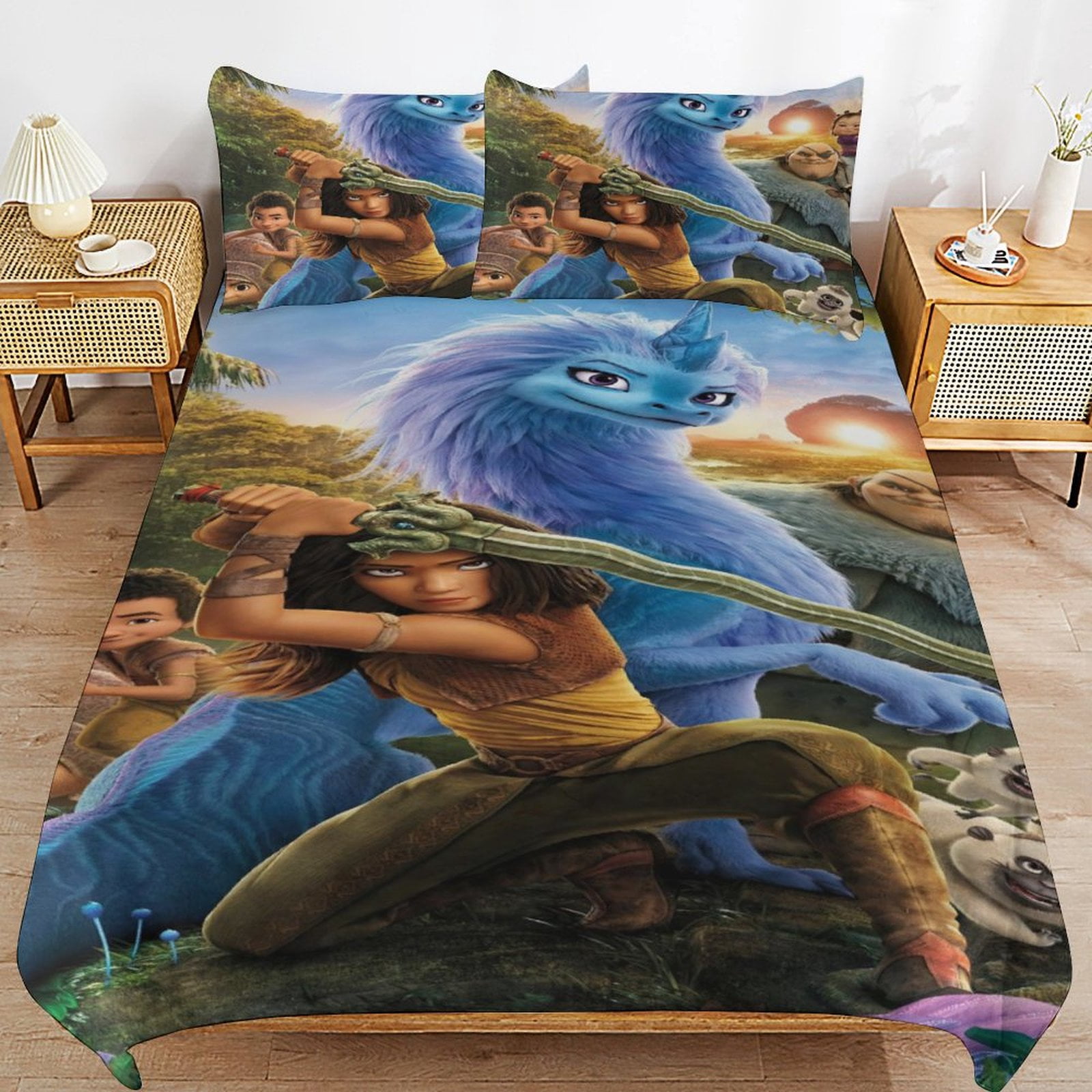Raya And The Last Dragon Duvet Cover 3 Pcs Set Cute Kids Comforter ...