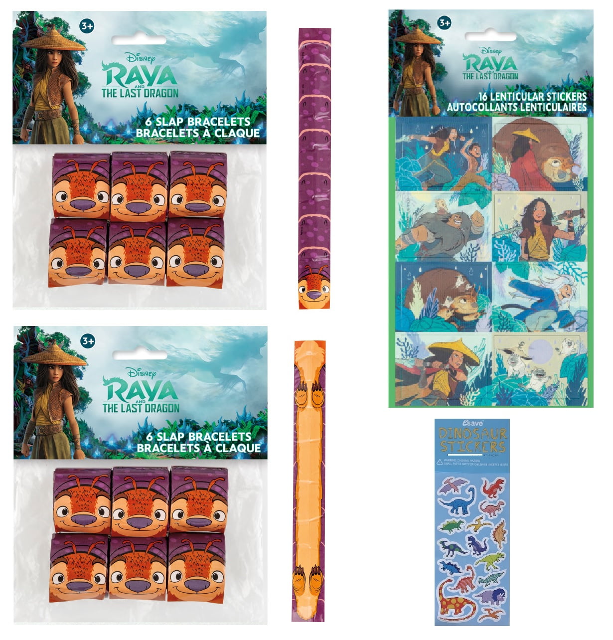Raya Birthday Party Supplies Bundle includes 12 Slap Bracelets, 16 ...