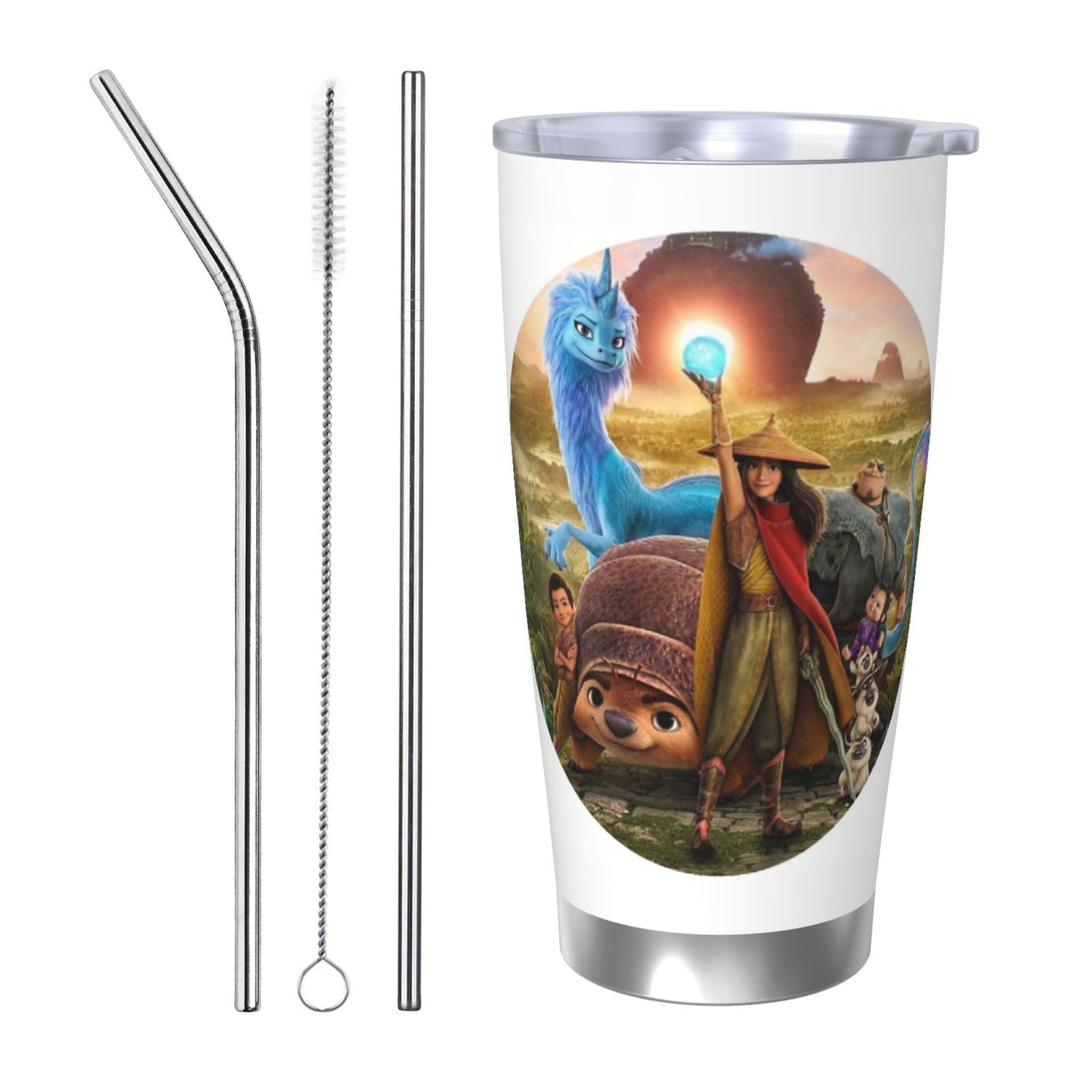 Raya En De Laatste Draak Kids Water Bottle with Straw Lid,Insulated Stainless Steel Reusable ...