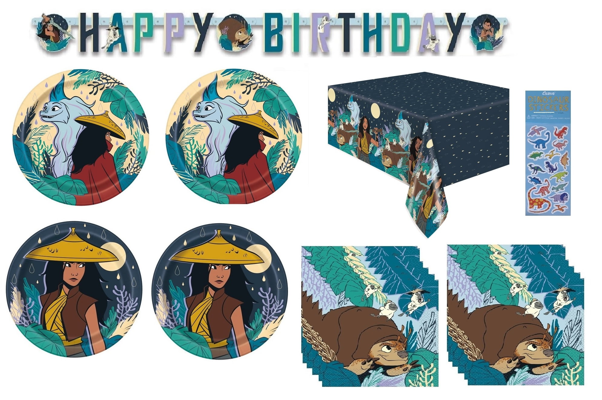 Raya and the Last Dragon Birthday Party Supplies Bundle includes 16 ...
