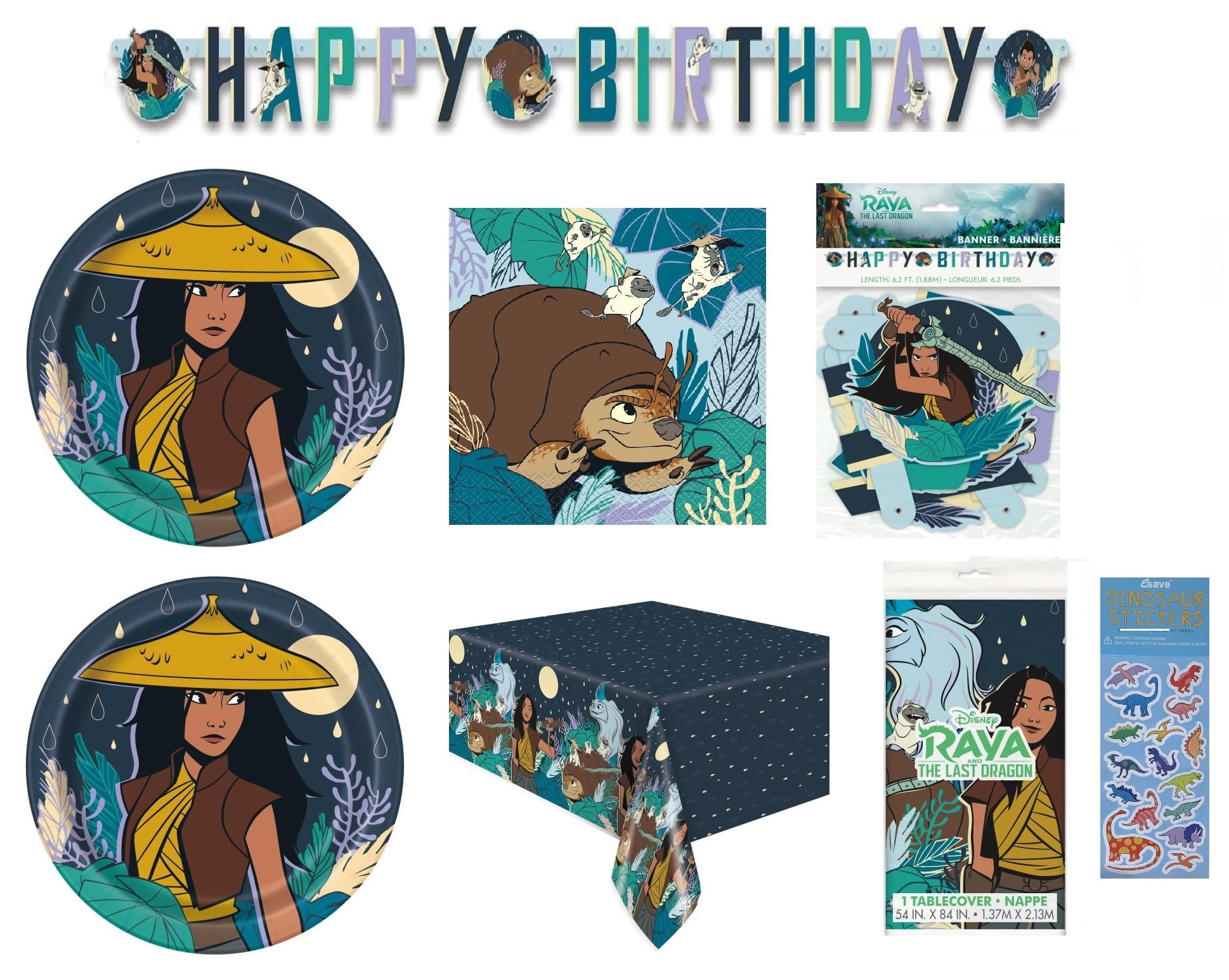 Raya and the Last Dragon Birthday Party Supplies Bundle includes 16 ...