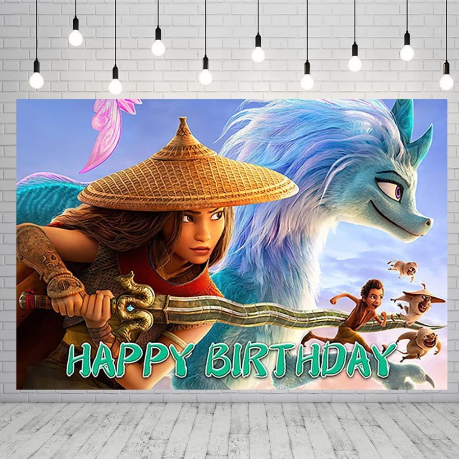 Raya and The Last Dragon Theme Birthday Flag Background Banner Children ...