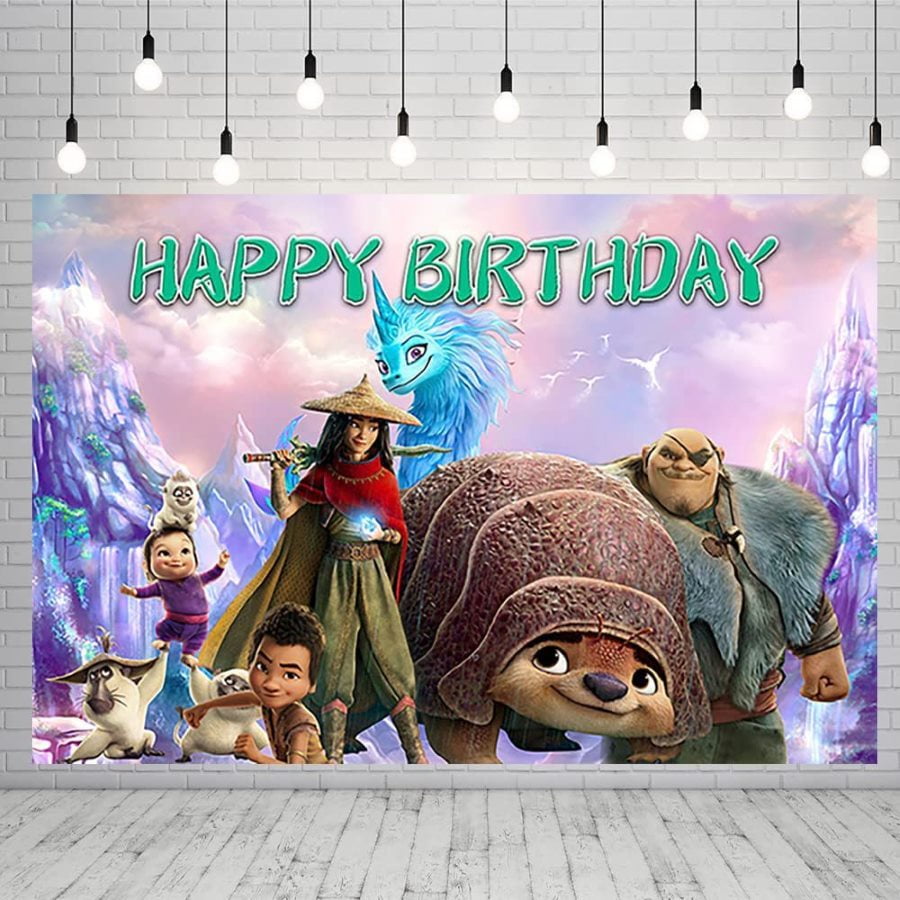 Raya and The Last Dragon Theme Birthday Flag Background Banner Children ...
