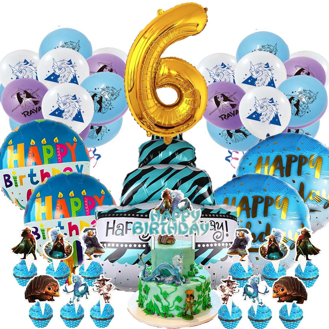 Raya and the Last Dragon Party Supplies 6th Decor Kit Balloons Birthday ...
