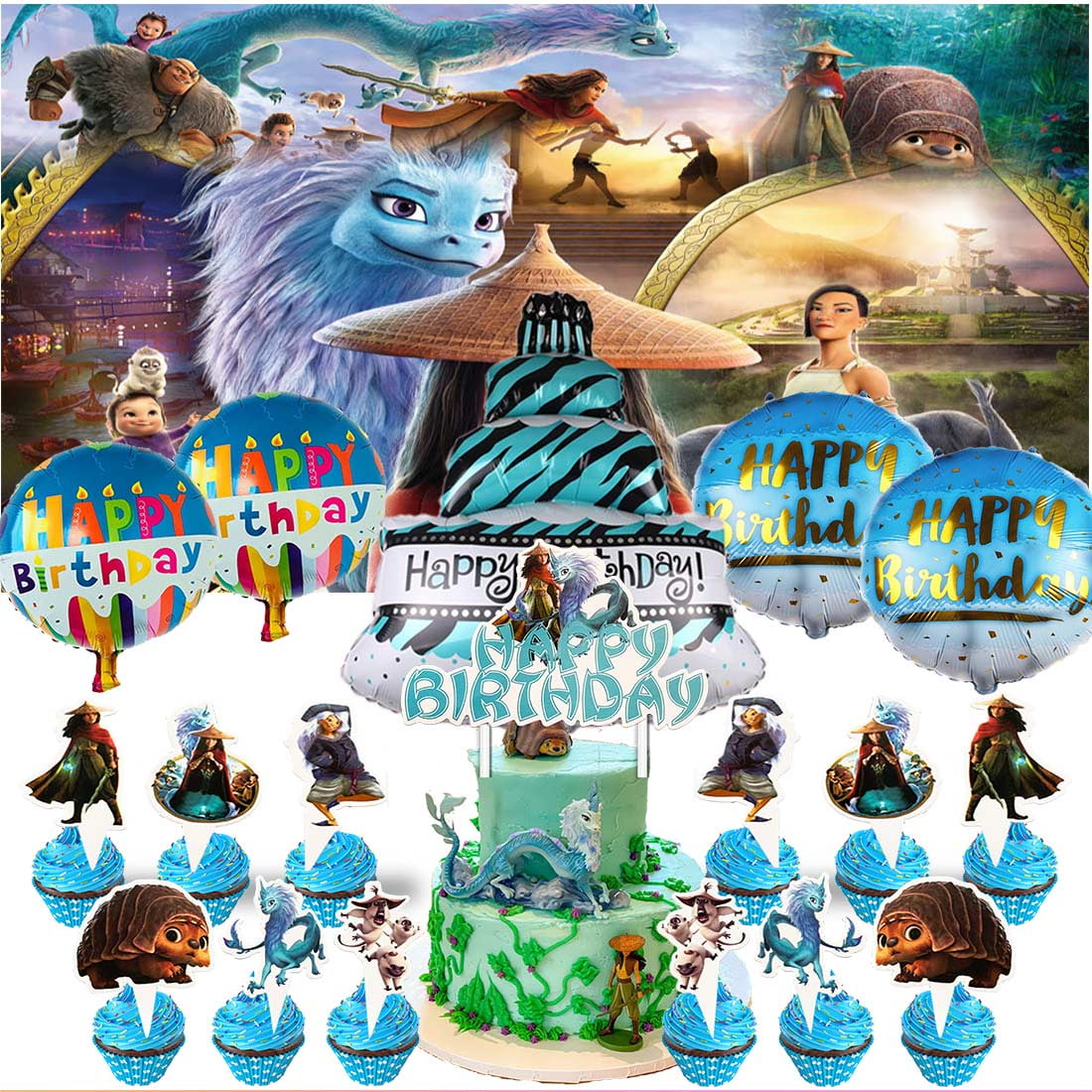 Raya and the Last Dragon Supplies Plates Decoration Backdrop Banner ...