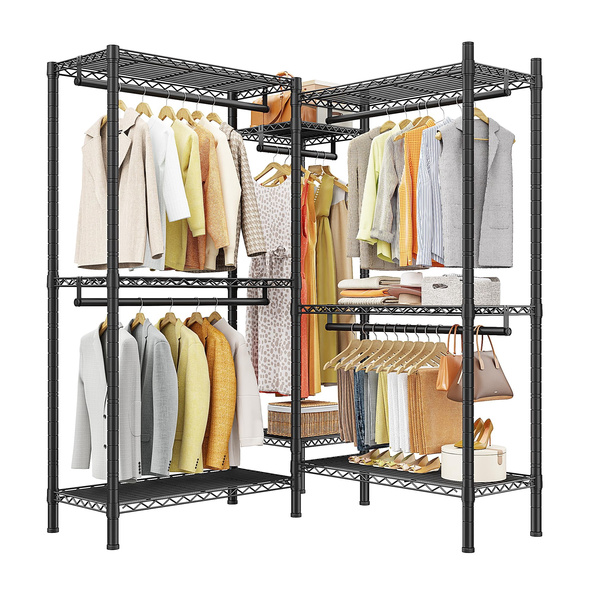 Raybee Clothes Rack, Clothing Racks for Hanging Clothes, L Shaped ...