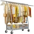 Raybee Clothes Rack Heavy Duty Rolling Clothing Rack with Wheels Load ...