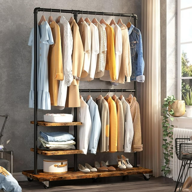Raybee Clothing Rack Heavy Duty Clothes Rack 400LBS Rolling Garment ...
