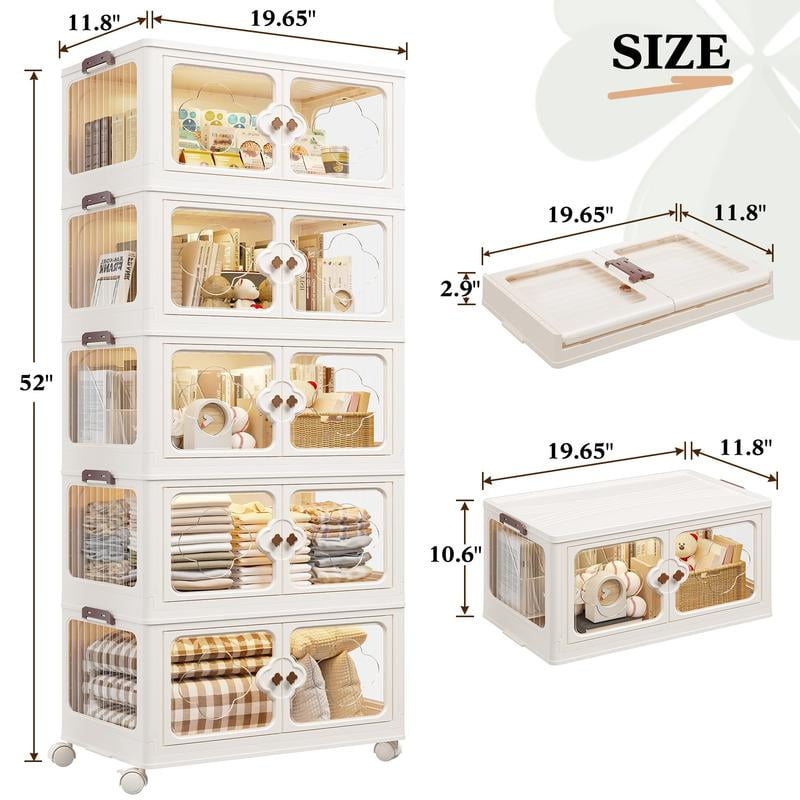 Raybee Furniture 1-3 Tier Plastic Storage Bins with Lid, Stackable ...