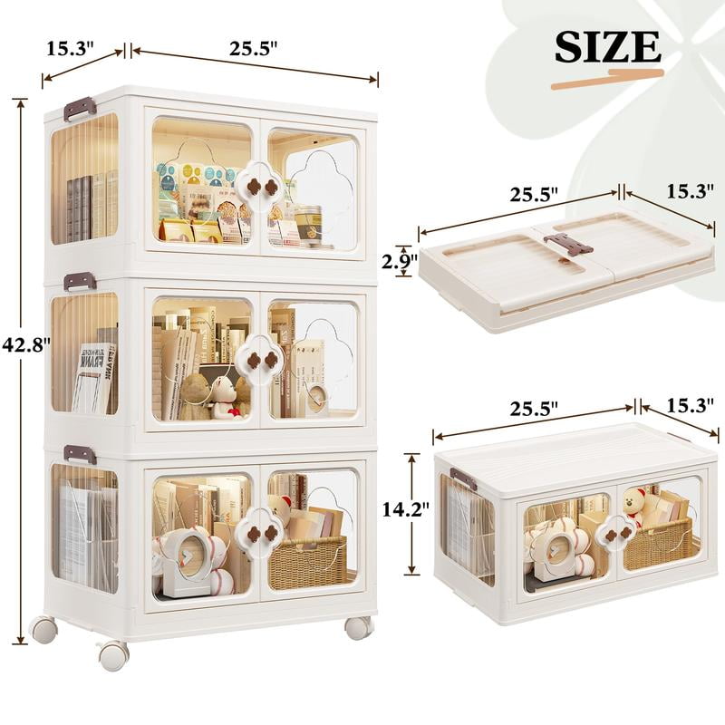 Raybee Furniture 1-3 Tier Plastic Storage Bins with Lid, Stackable ...