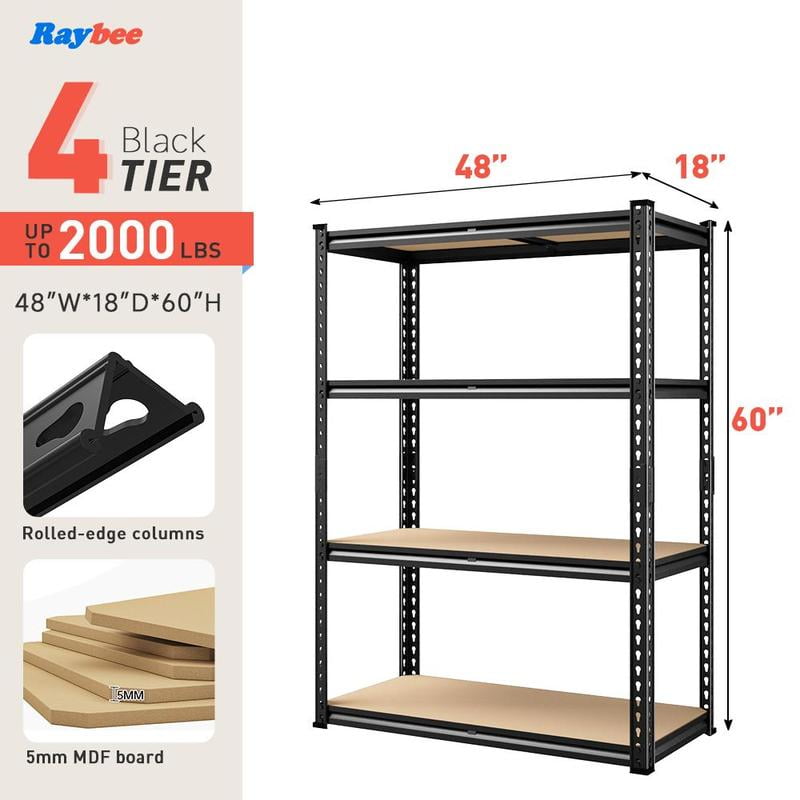 Raybee Furniture 72" H Adjustable 5 Tier Metal Storage Shelving,Loading ...