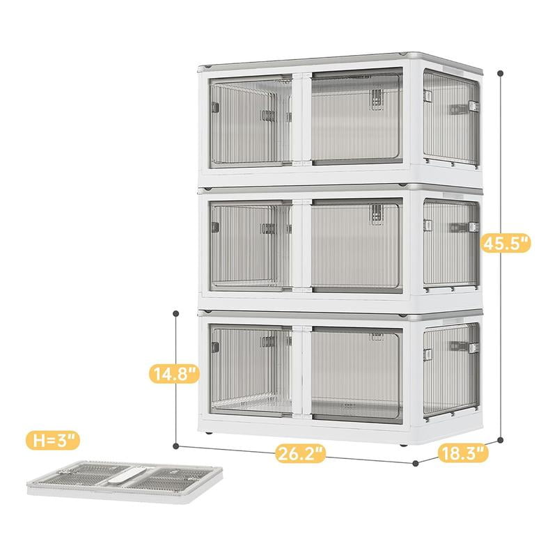 Raybee Large Storage Bins Stackable Plastic Cabinets with 5-Way ...