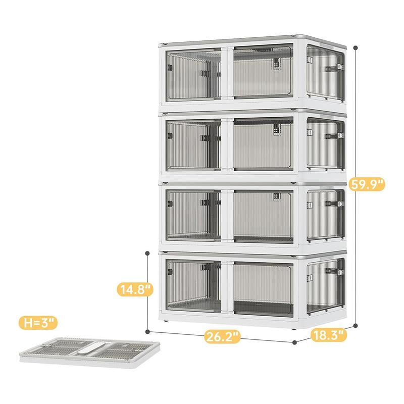 Raybee Large Storage Bins Stackable Plastic Cabinets with 5-Way ...