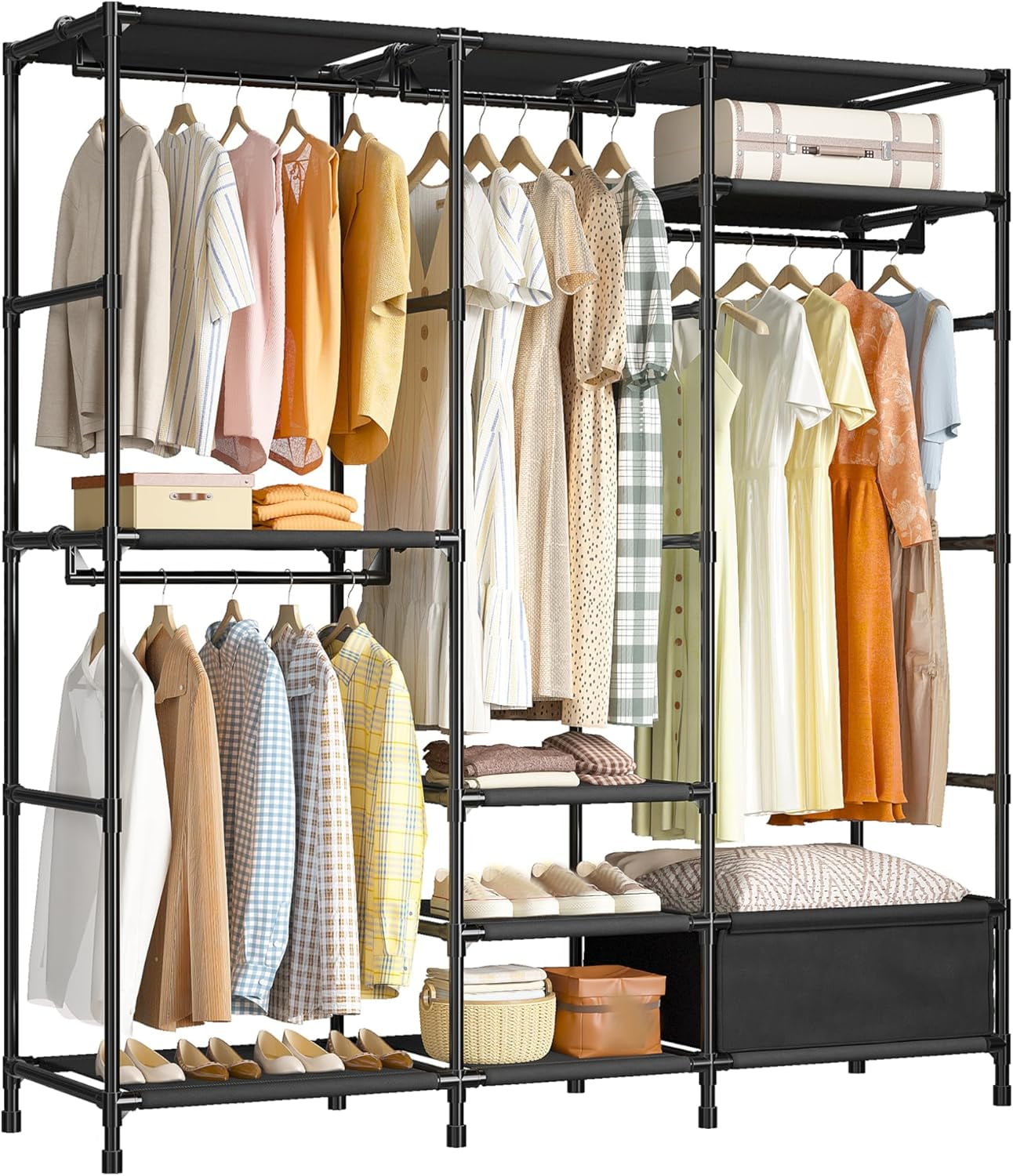 Raybee Portable Clothing Rack for Hanging Clothes with Storage Bag ...