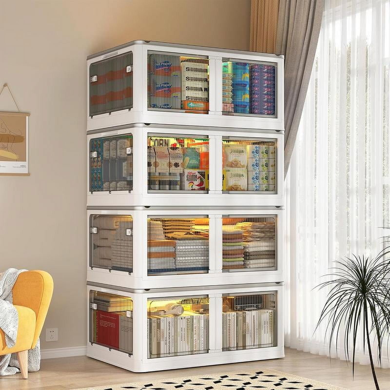 Raybee Stackable with Wheels Storage Organizer, Large Plastic Storage ...