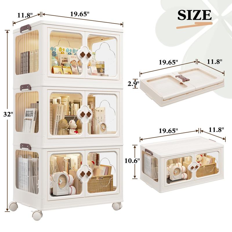 RaybeeFurniture 5 Tier Plastic Storage Bins with Wheels and Door ...