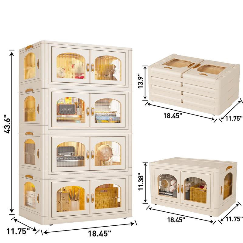 RaybeeFurniture 5 Tier Plastic Storage Bins with Wheels and Door ...