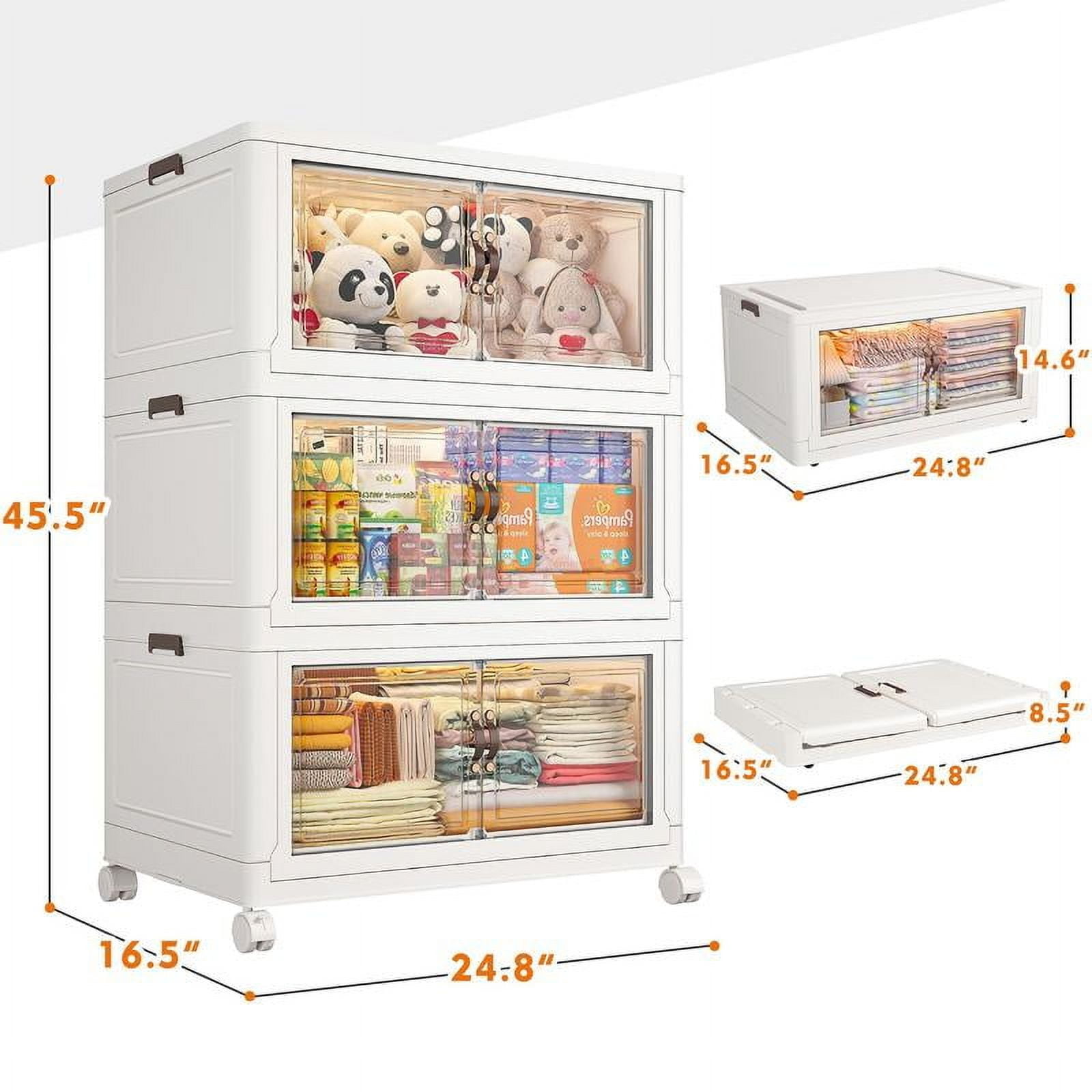 RaybeeFurniture Stackable Storage Containers with Wheels & Lid Large ...