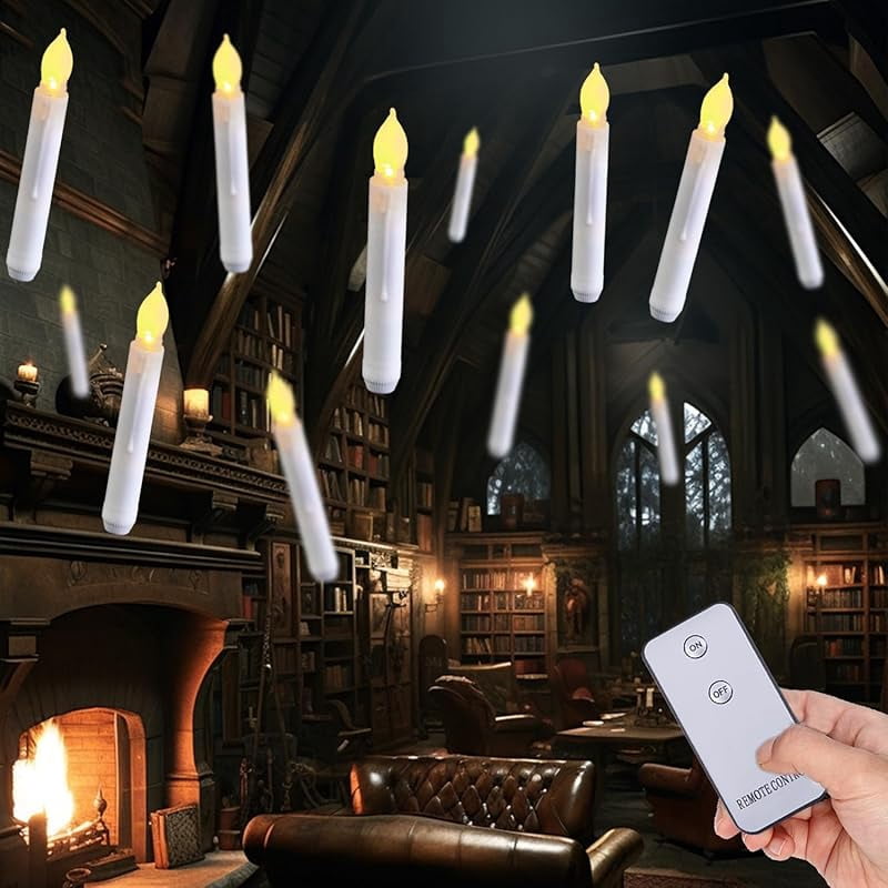 Raycare Floating Candles with Wand, 12 Pcs Magic Hanging Candles ...