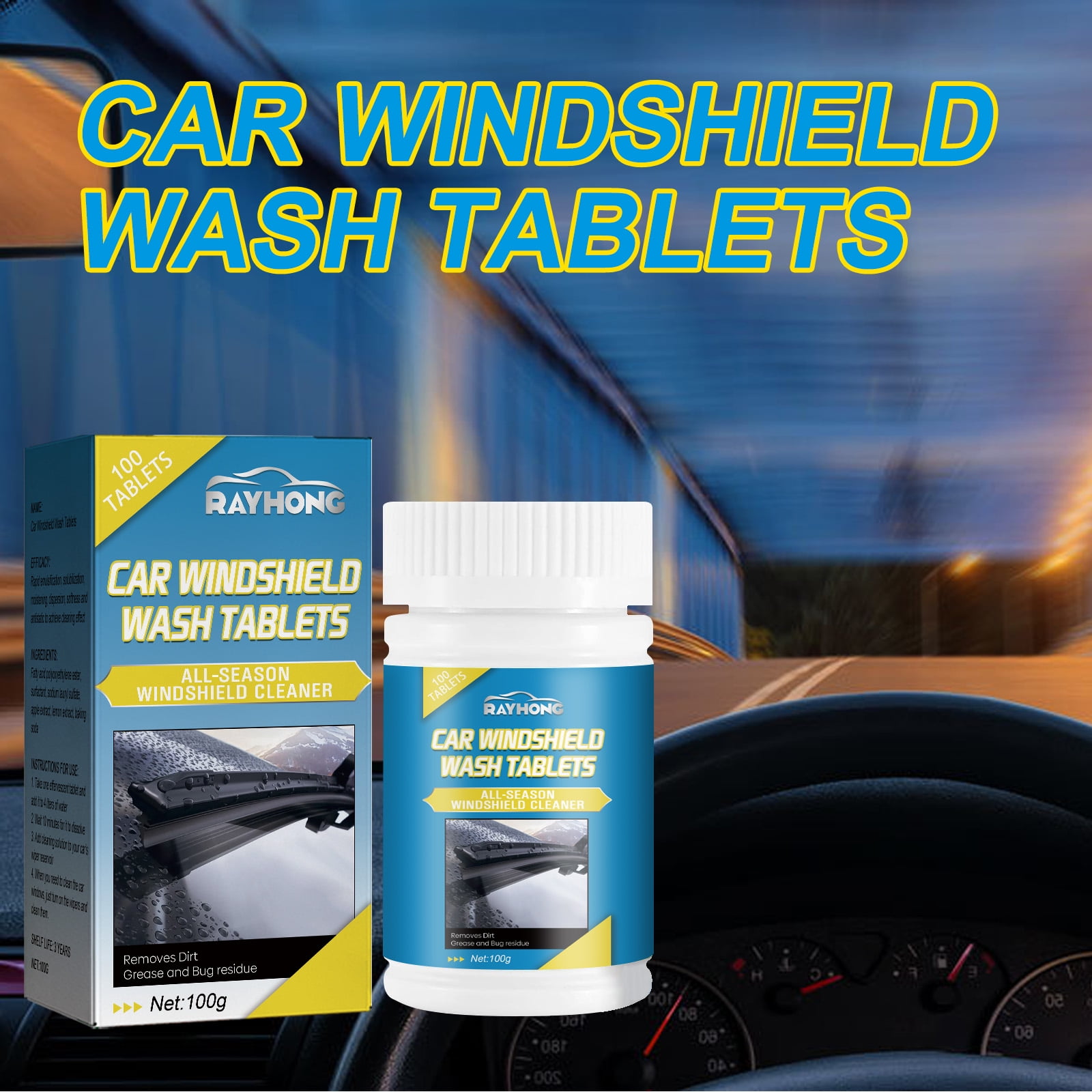 Rayhong Automobile Windshield Cleaning Tablets, a cleaner for removing ...