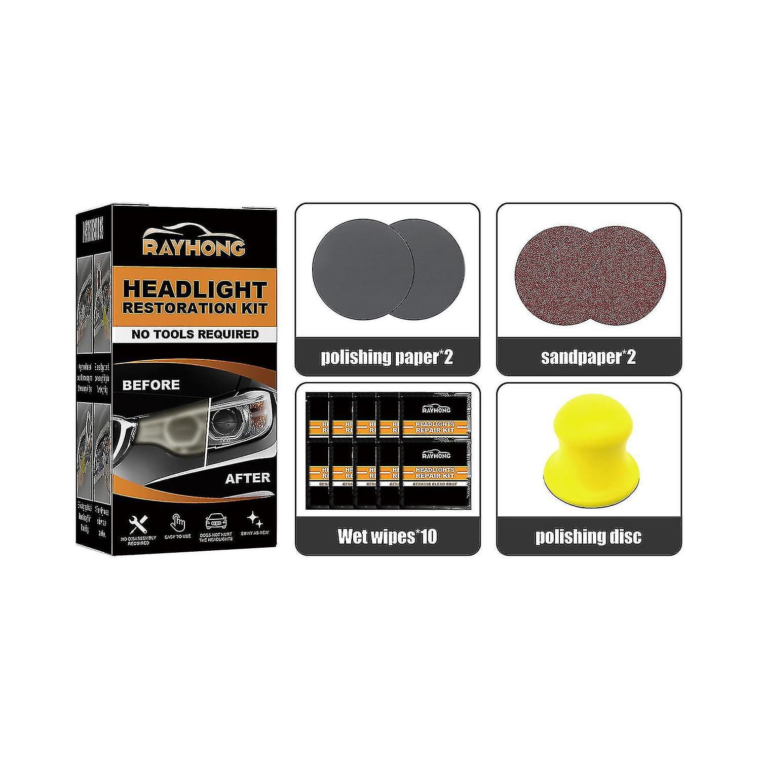 Rayhong Automotive Ceramic Headlight Repair Kit Lamp Shade Repair Scratches Yellow Polishing ...