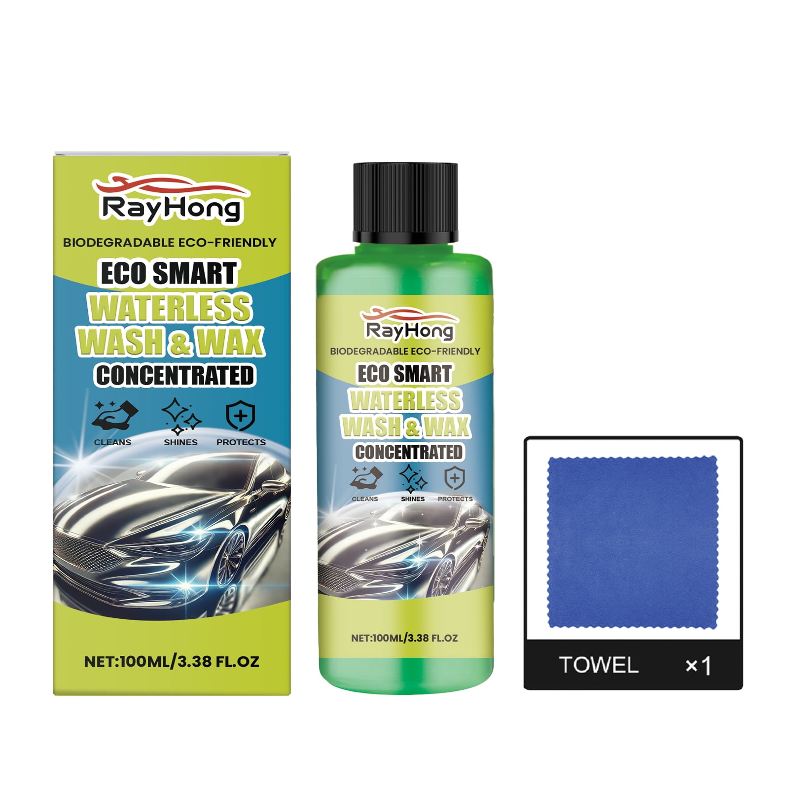 Rayhong Waterless Car Wash Cleaning Kit, Car Wash Cleaning Decontamination Gentle Stain Removal ...