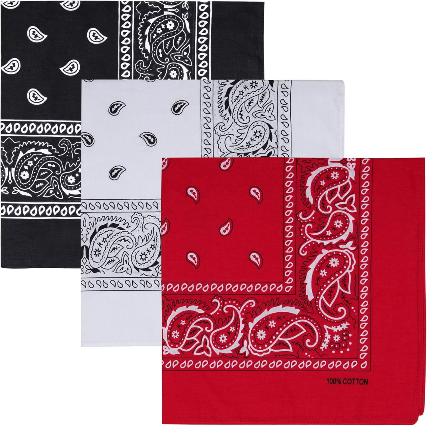 Raylarnia 100% Cotton Large Bandanas for Men and Women, 22 Inch Paisley ...