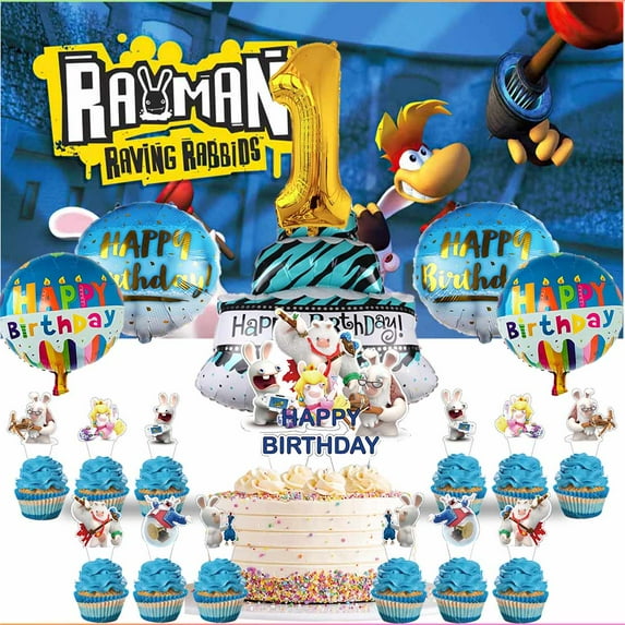 Rayman Raving Rabbids 1st Tableware Balloons Cake Toppers Backdrop ...