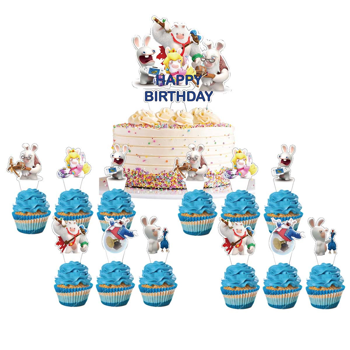 Rayman Raving Rabbids Cake Topper CupcakeS Set Birthday Party Supplies ...