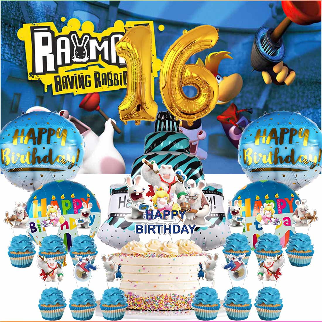 Rayman Raving Rabbids Party Supplies Decor 16th Kit Balloons Birthday ...