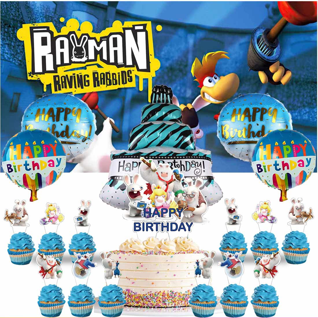 Rayman Raving Rabbids Supplies Plates Decoration Backdrop Banner ...