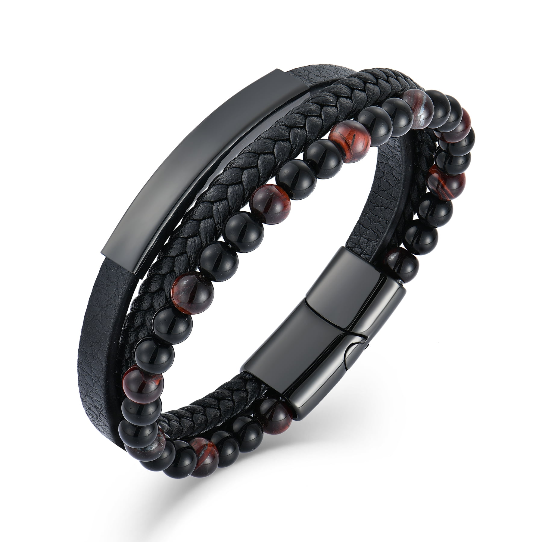 Raymard Mens Tiger Eye Matee Red Onyx Lava Rock Volcanic Stone Beaded ...