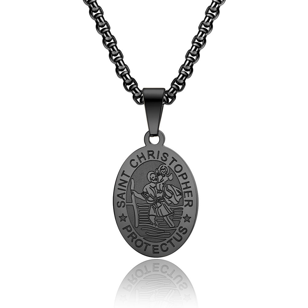 Raymard Saint St Christopher Pendant Necklace Titanium Steel Religious ...
