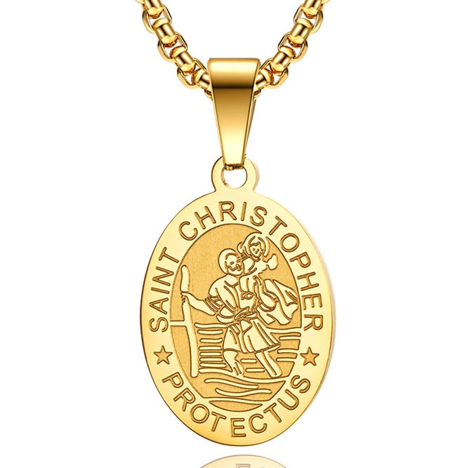 Raymard Saint St Christopher Pendant Necklace Titanium Steel Religious ...