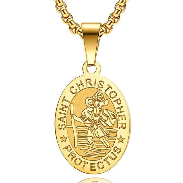 Raymard Saint St Christopher Pendant Necklace Titanium Steel Religious ...
