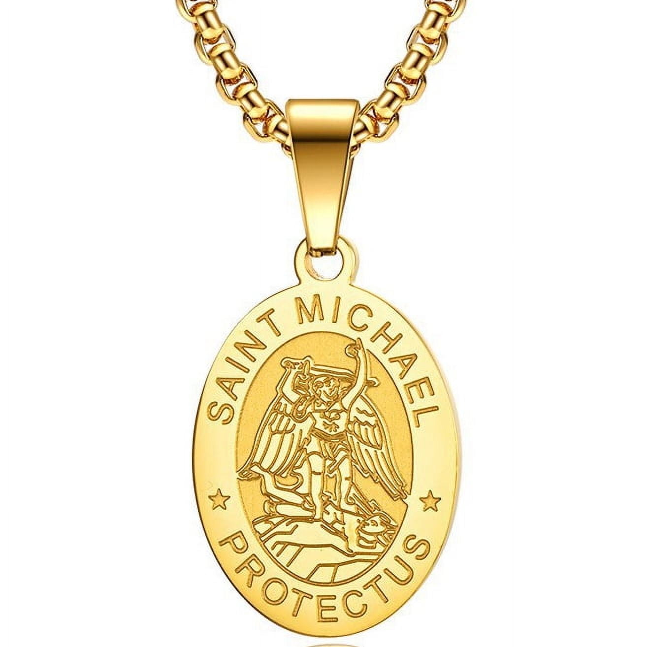 Raymard Saint St Michael Pendant Necklace Men Titanium Steel Religious ...