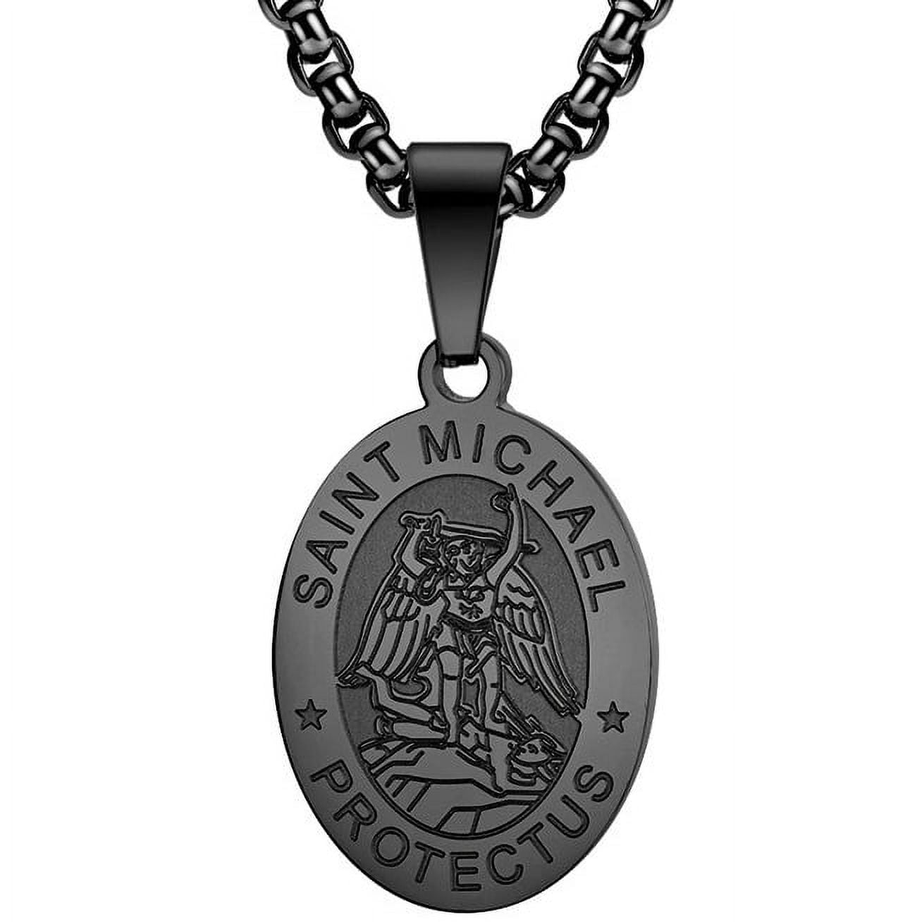 Raymard Saint St Michael Pendant Necklace Men Titanium Steel Religious ...