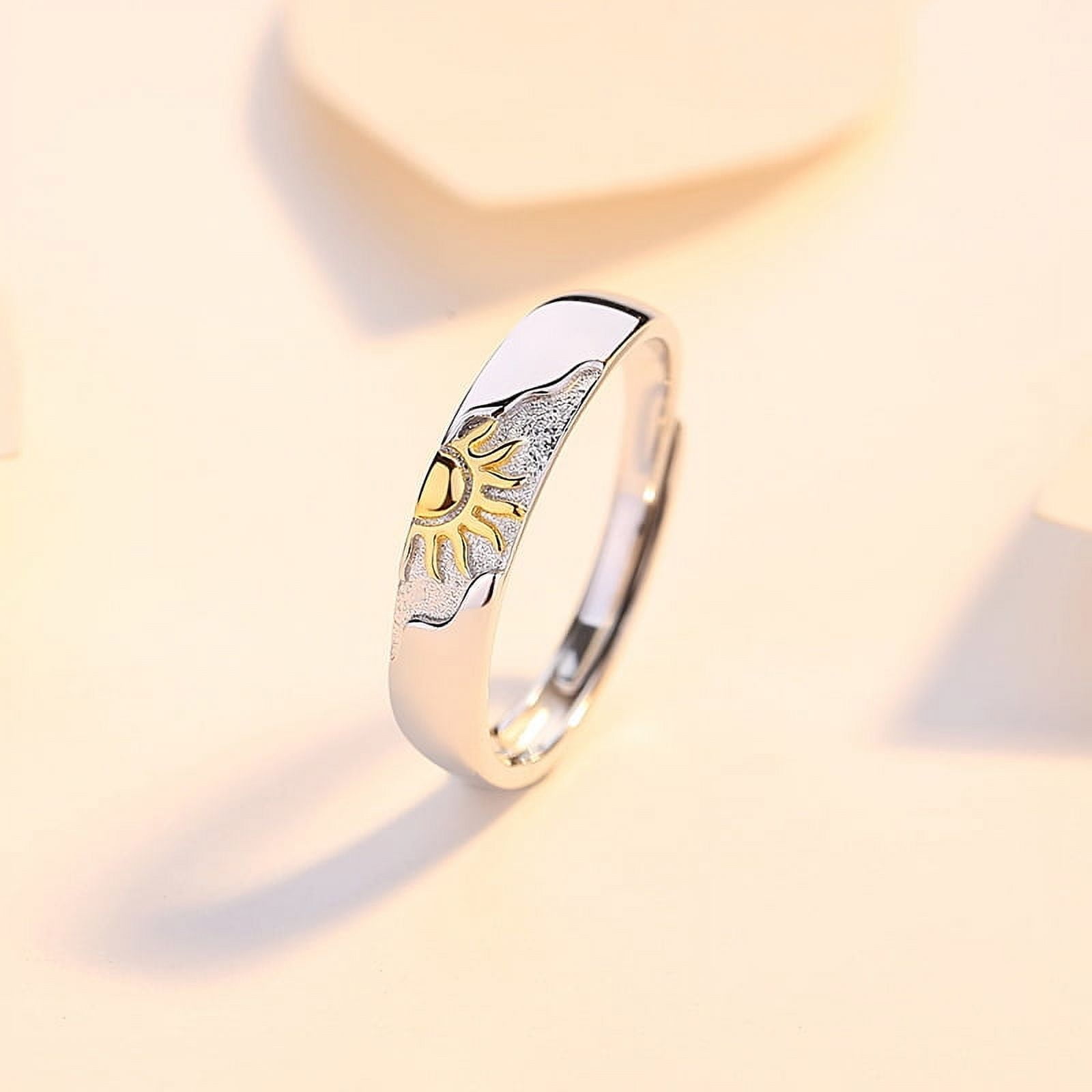Raymard Unique Sparkling Adjustable Sun and Moon Matching Rings 925 ...