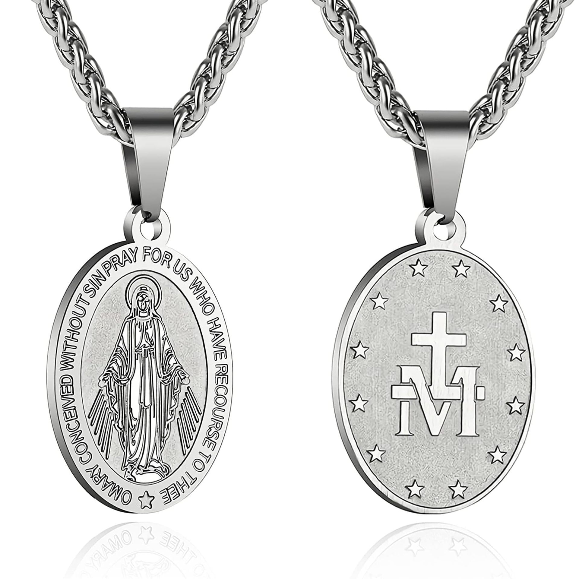 Raymard Virgin Mary Necklace for Men Titanium Steel Mary Mother of God ...