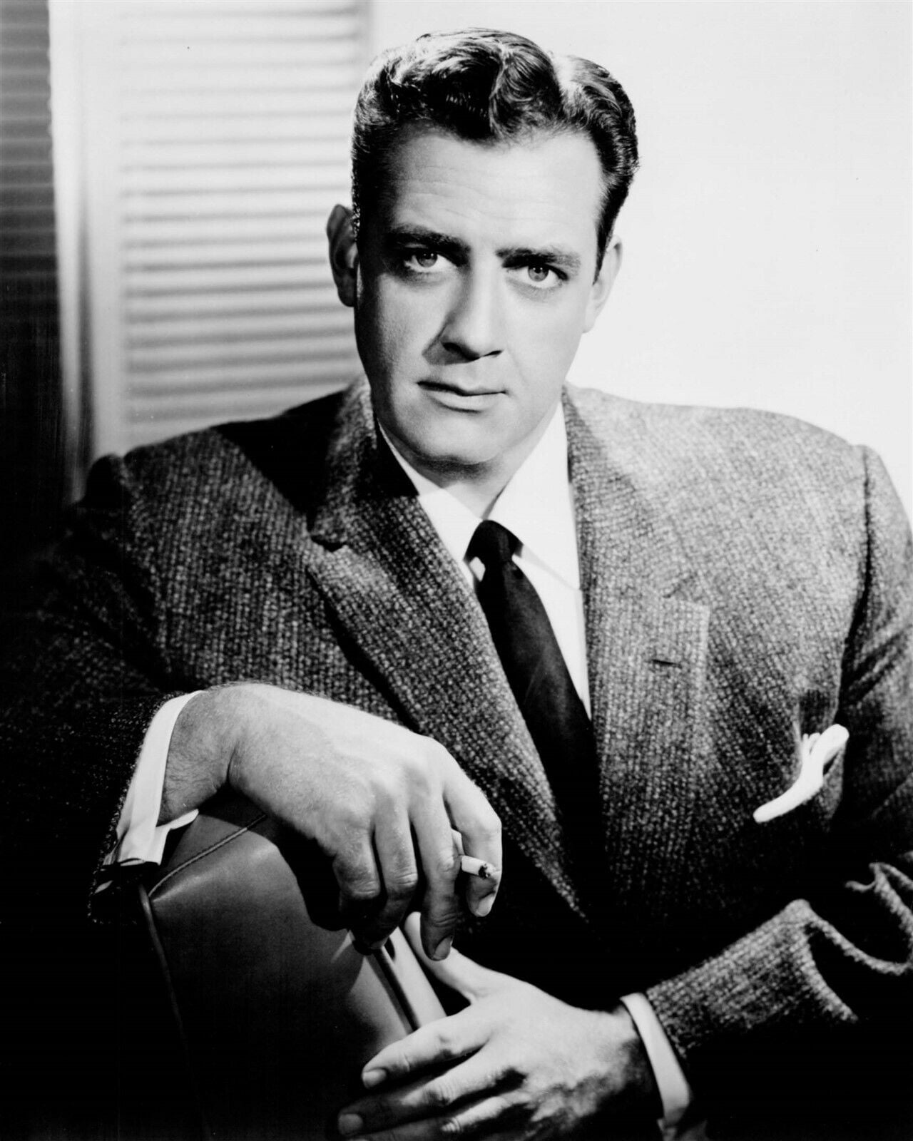 Raymond Burr young 1950's portrait smoking cigarette as Perry Mason ...