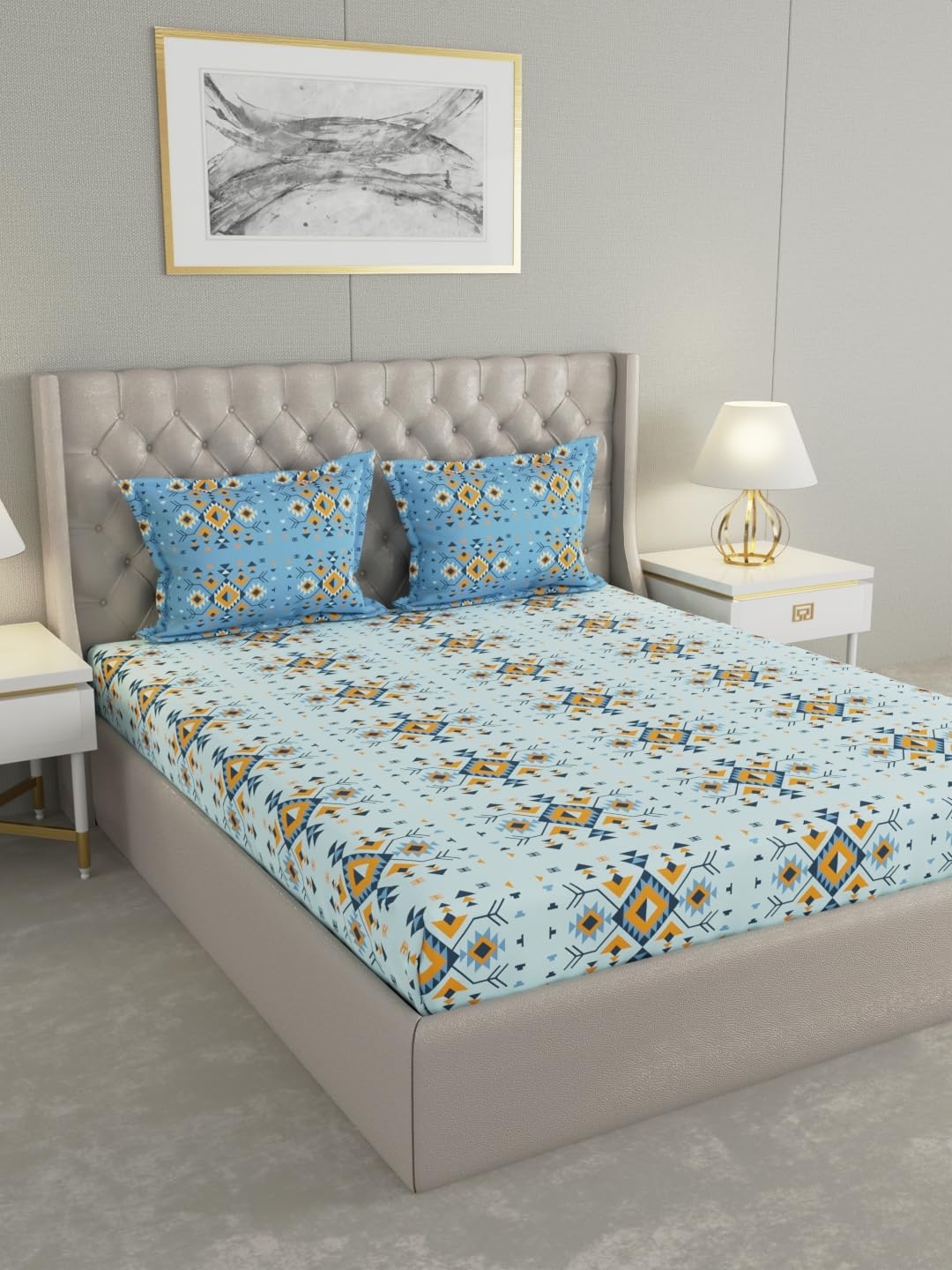 Raymond Home Camphor 144TC Queen Size One Doube Bed Sheet with Two ...