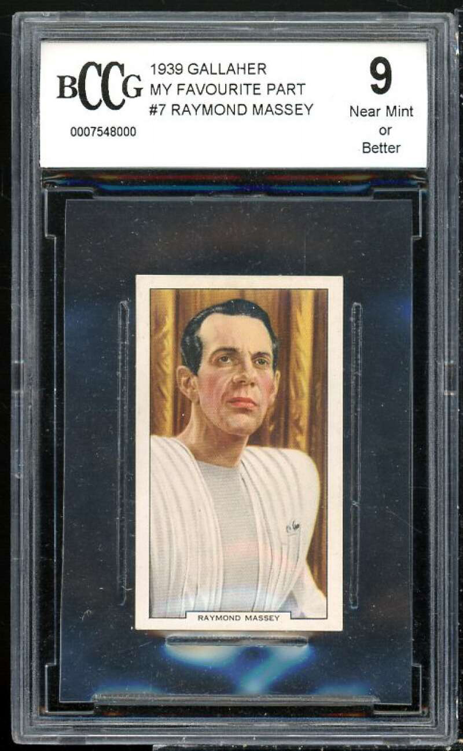 Raymond Massey Card 1939 Gallaher My Favourite Part #7 BGS BCCG 9 ...