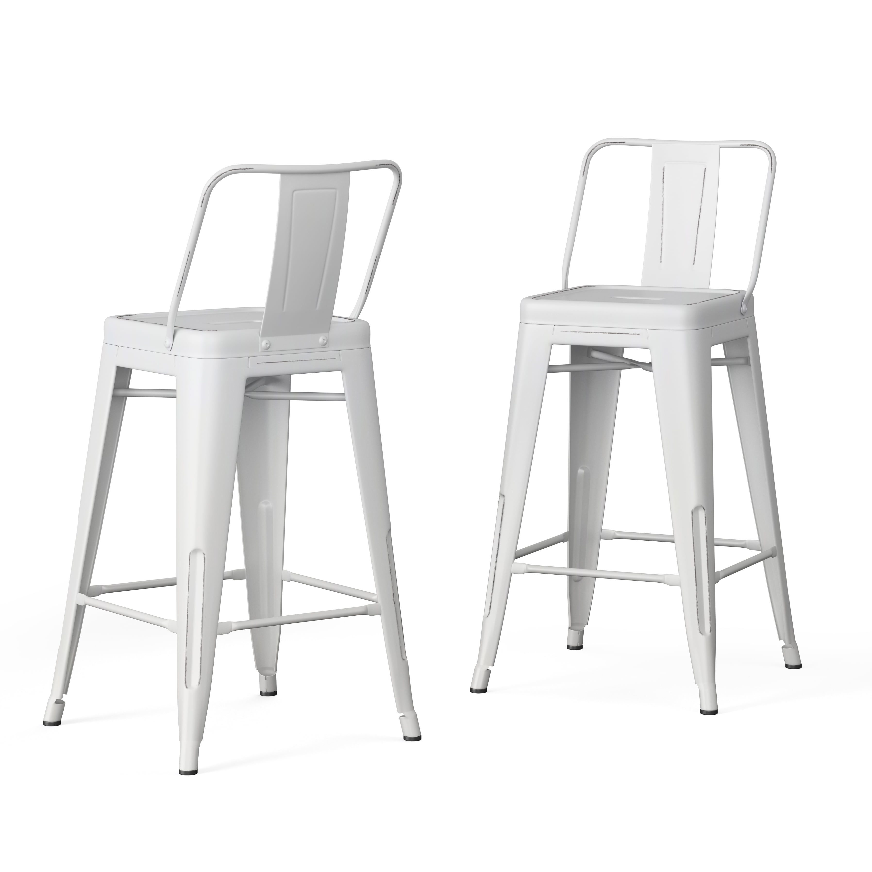 Rayne 24" Metal Counter Stools (Set of 2) - Distressed White ...