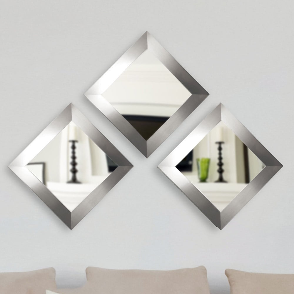 Rayne Mirrors Rayne Silver Wide Square Wall Mirror Set - Walmart.com