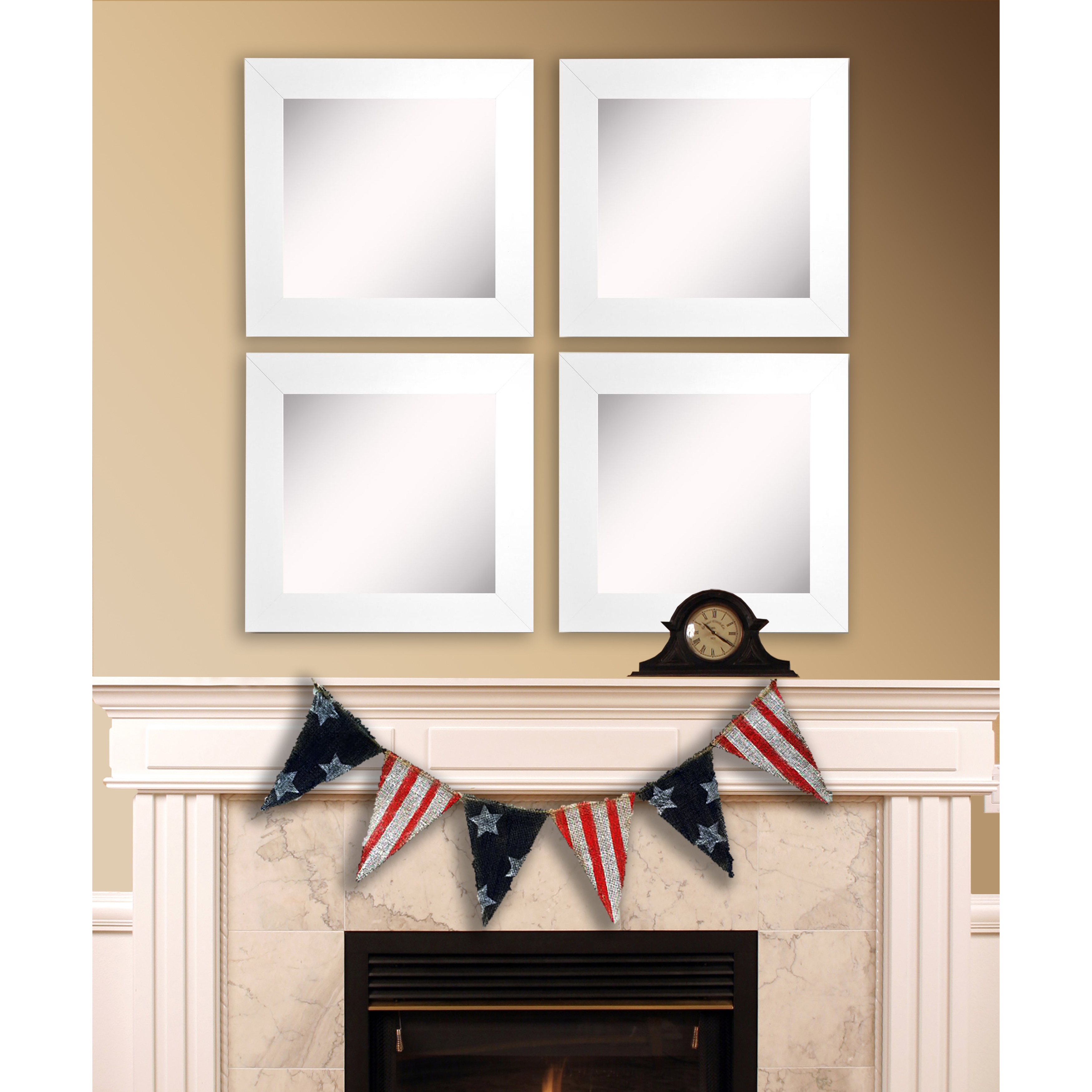 Rayne Mirrors Rayne White Satin Wide Square Wall Mirror Set - Walmart.com