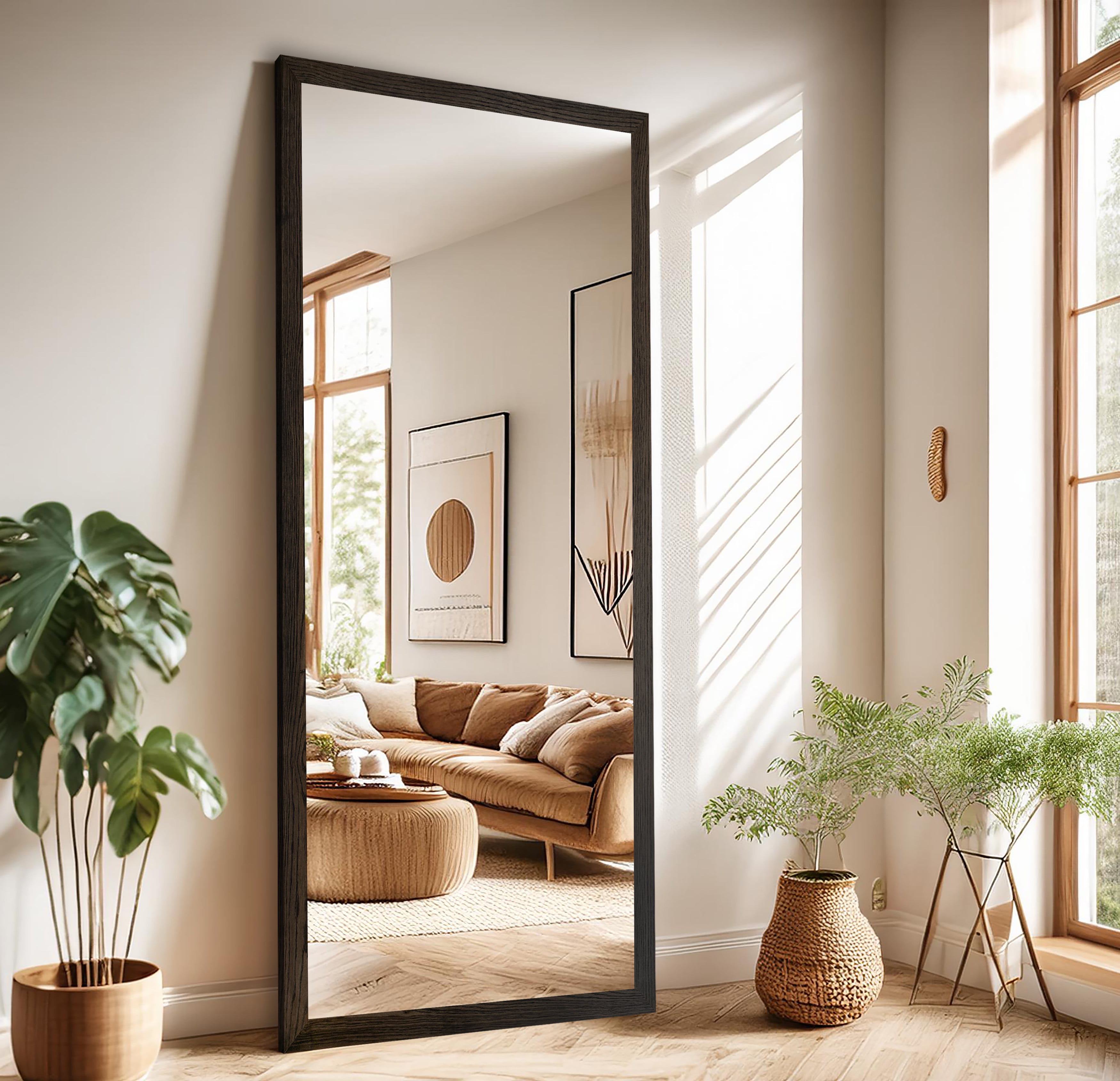 Rayne Ozark Hardwood 2" Red Oak Wall Mirror 75" x 30" Floor Mirror ...