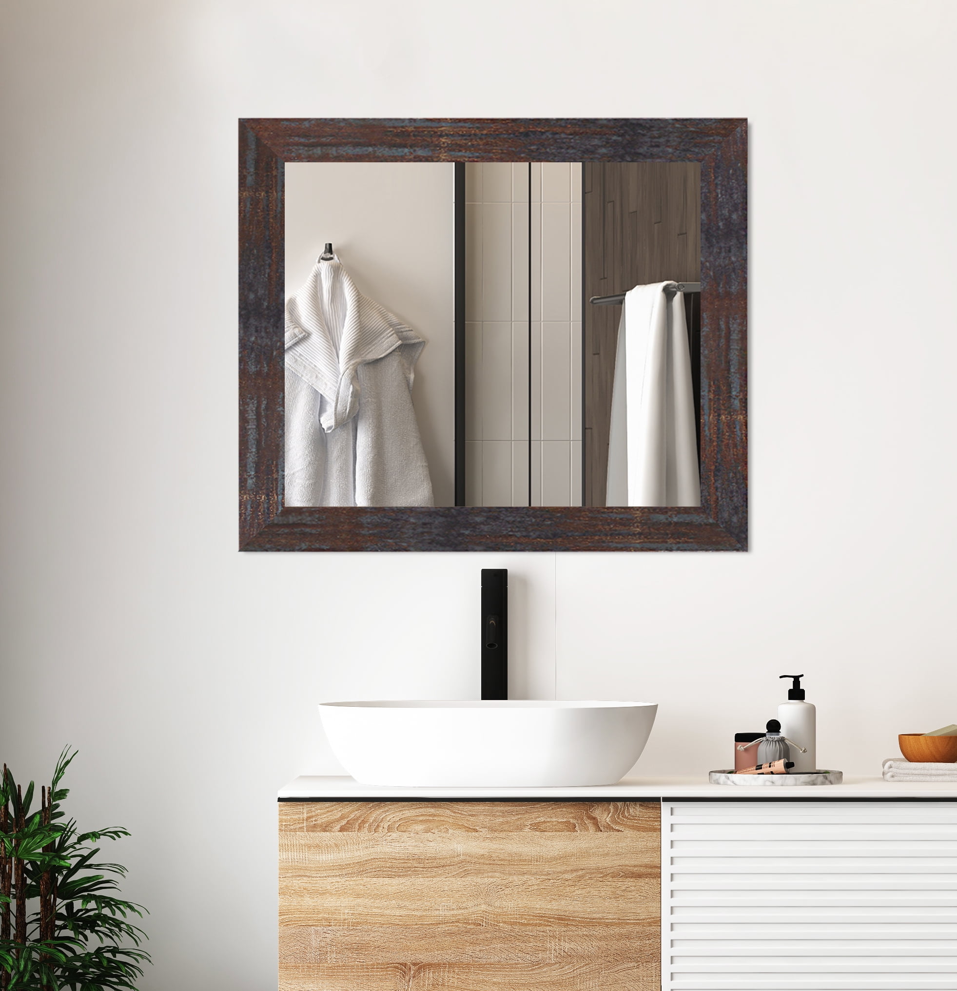 Rayne Wide 33 X 36 INDUSTRIAL STEEL BRASS Mirror - Walmart.com