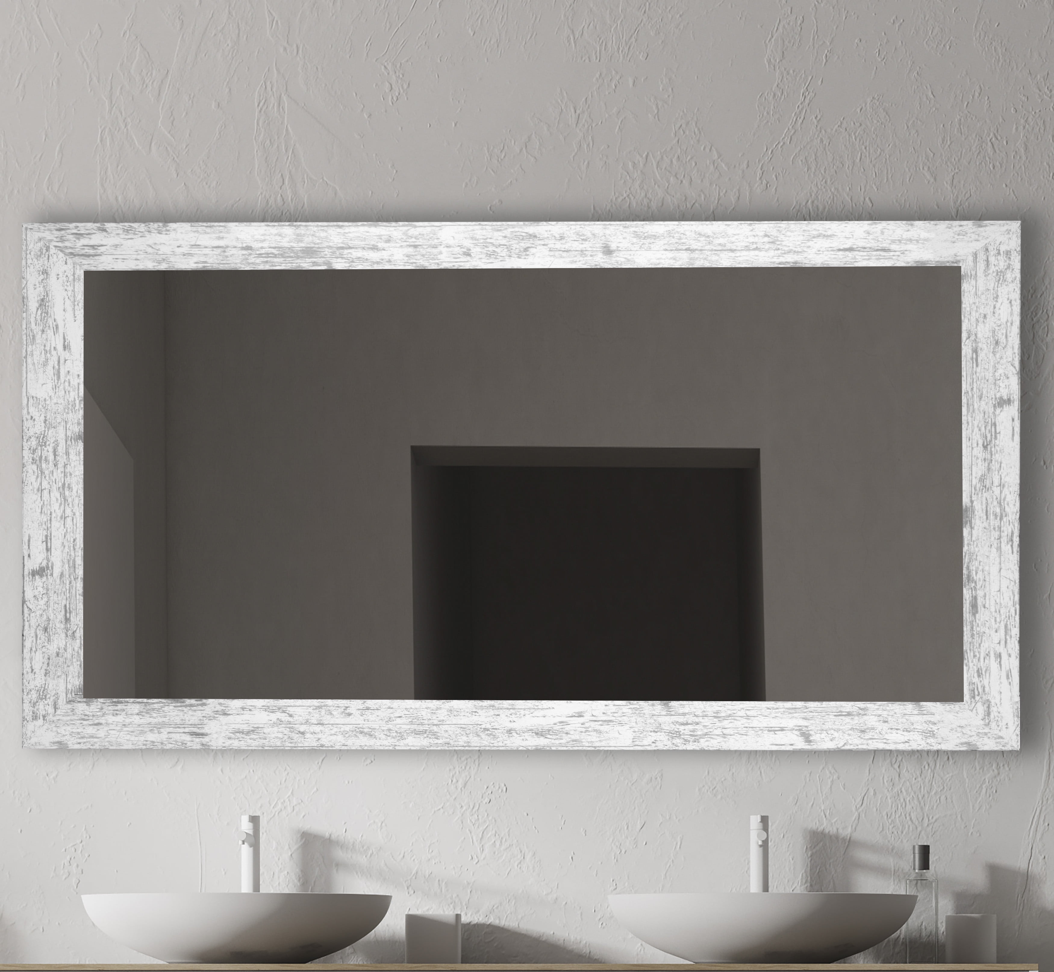 Rayne Wide 33 X 48 BARNWOOD WHITE Mirror - Walmart.com