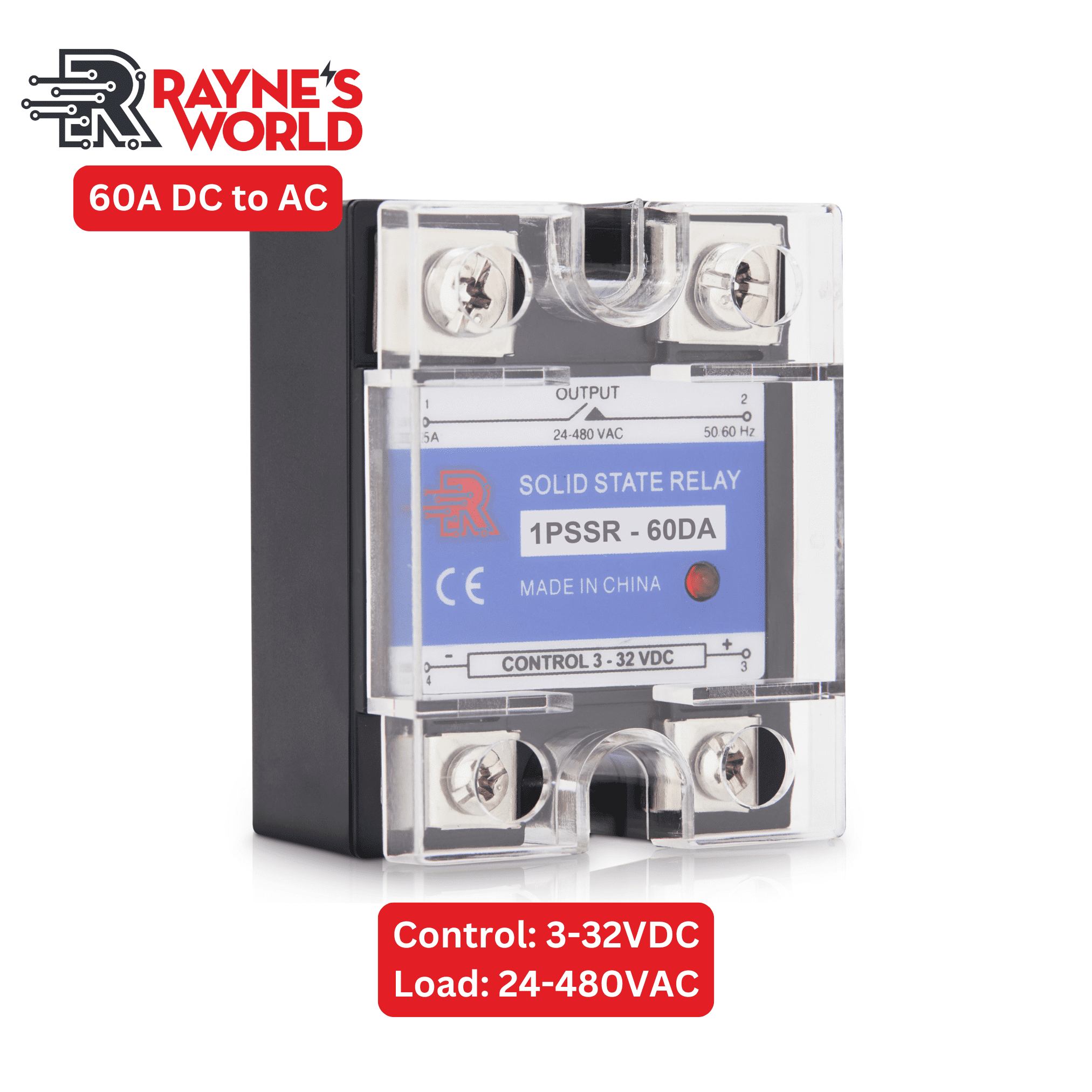 Rayne's World 60A DA (DC to AC) Solid State Relay Module, Single Phase ...