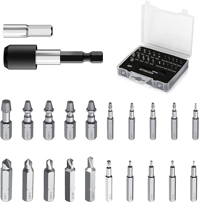 Raynesys Damaged Screw Extractor Set, 22 PCS Easy Out Stripped Screw ...
